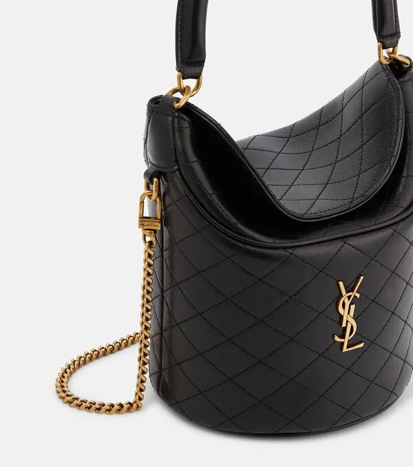Saint Laurent Gaby Leather Bucket Bag - Black