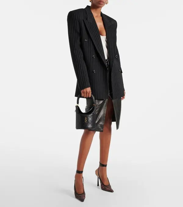 Saint Laurent Gaby Leather Bucket Bag - Black