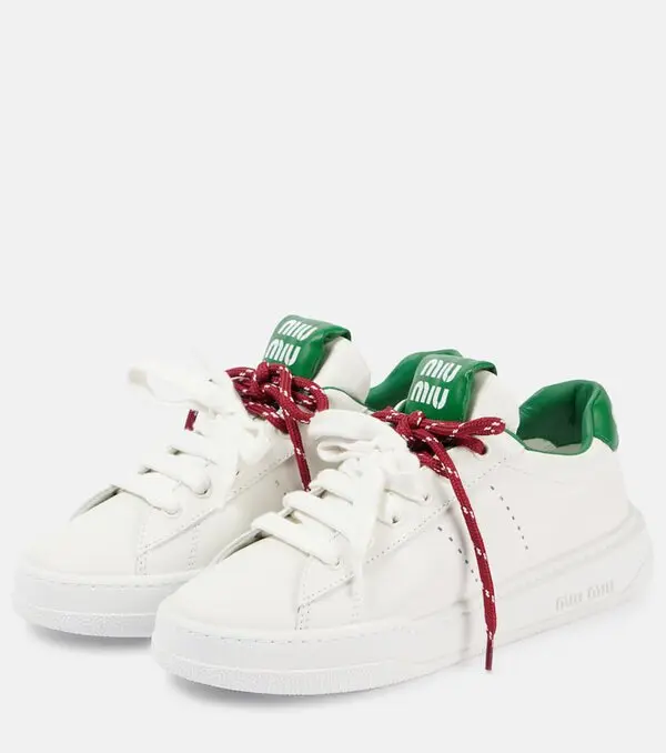 Miu Miu Leather Sneakers - White