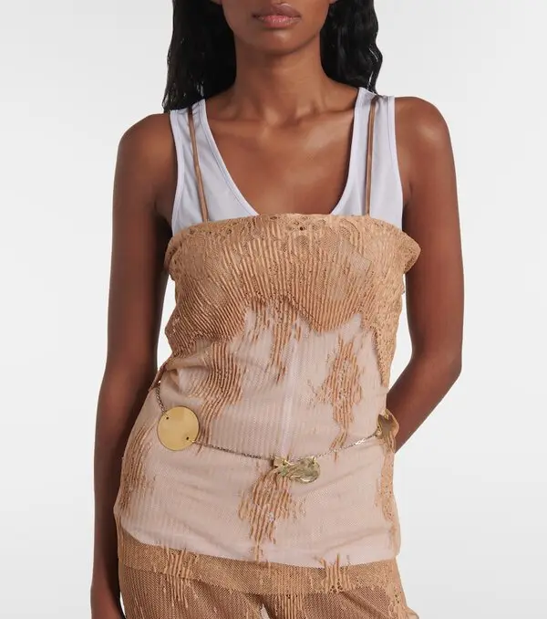 JACQUES WEI Layered Jersey And Lace Top