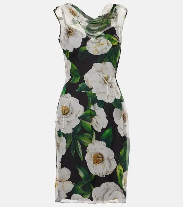 Dolce & Gabbana Floral Silk Chiffon Cocktail Dress