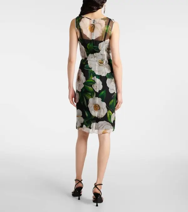 Dolce & Gabbana Floral Silk Chiffon Cocktail Dress