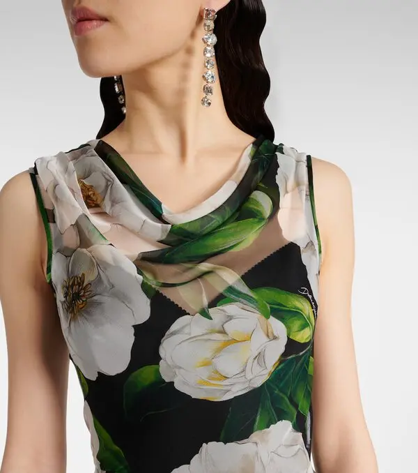 Dolce & Gabbana Floral Silk Chiffon Cocktail Dress