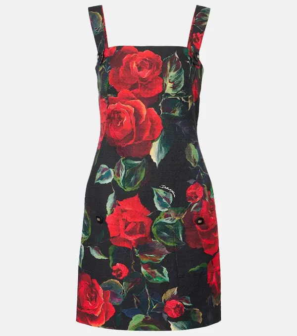 Dolce & Gabbana Floral Mini Dress - Black