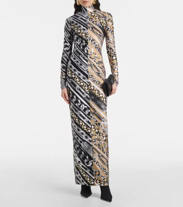 AREA Colorblocked Printed Maxi Dress - Multicoloured