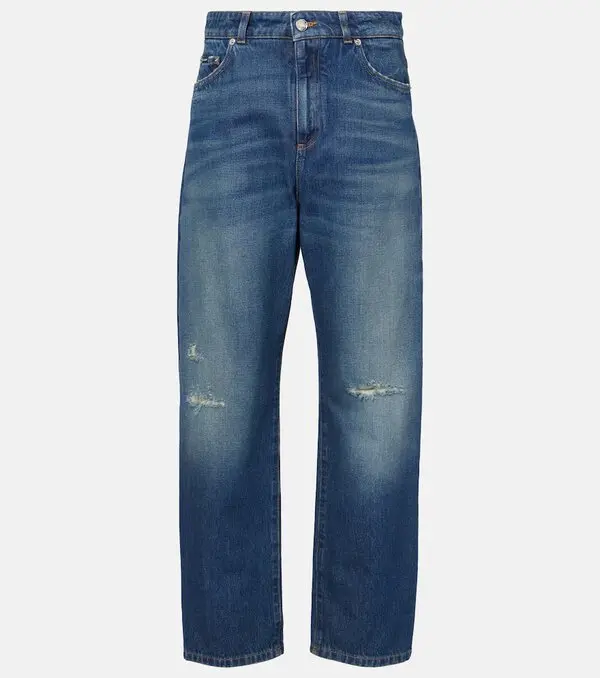 Dolce & Gabbana Distressed Straight Leg Jeans - Blue