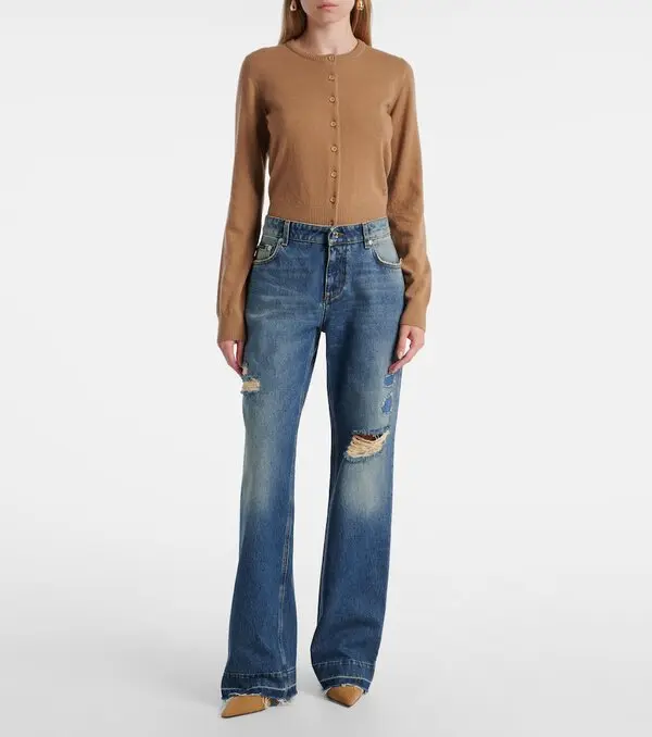 Dolce & Gabbana Distressed Straight Leg Jeans