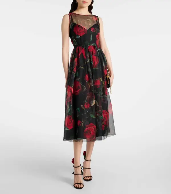 Dolce & Gabbana Floral Print Silk Cocktail Dress