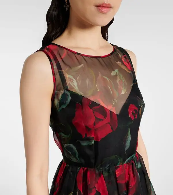 Dolce & Gabbana Floral Print Silk Cocktail Dress