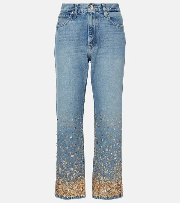 FRAME The Champagne Embellished Straight Jeans