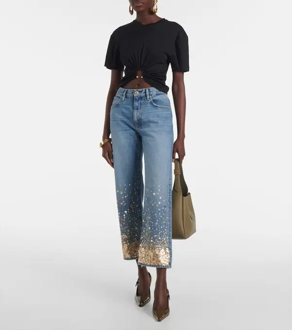 FRAME The Champagne Embellished Straight Jeans