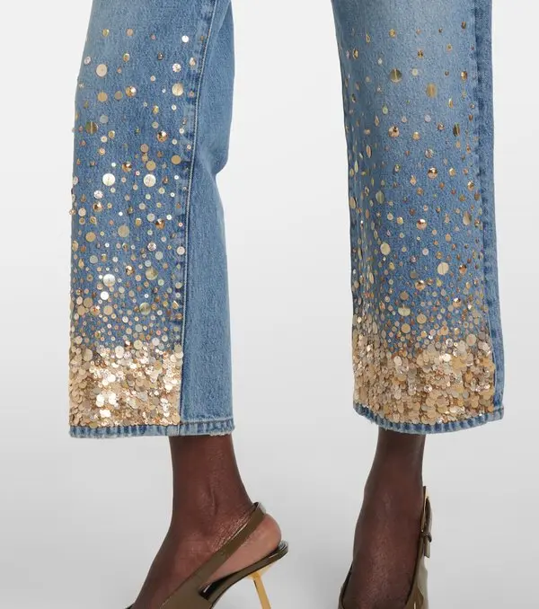 FRAME The Champagne Embellished Straight Jeans