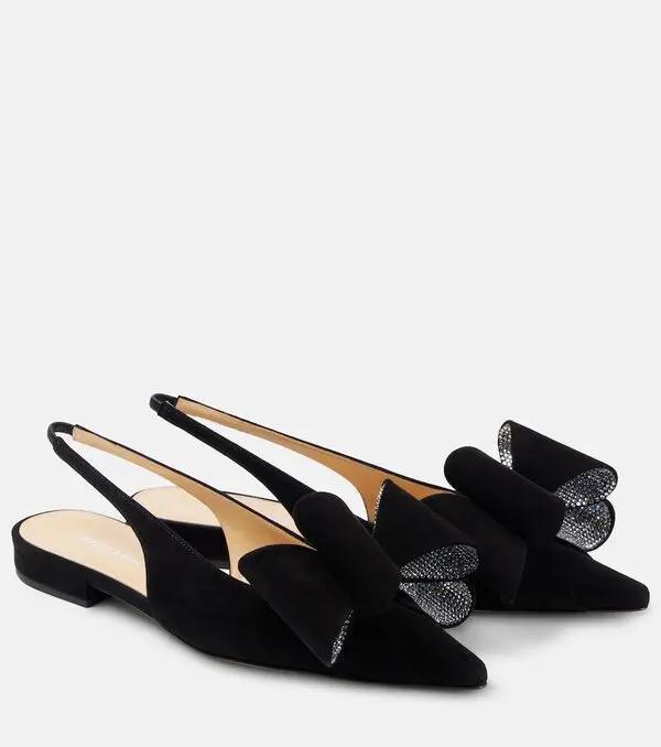 Mach & Mach Le Cadeau Suede Ballet Flats - Black
