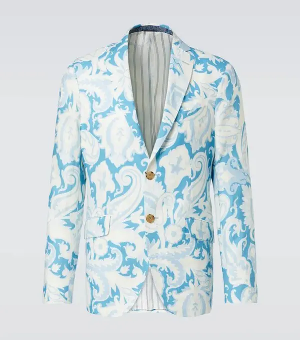 Etro Printed Single-breasted Cotton Blazer