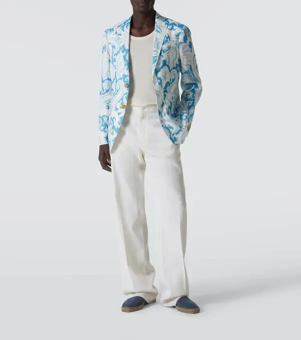 Etro Printed Single-breasted Cotton Blazer