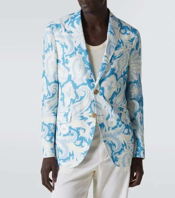 Etro Printed Single-breasted Cotton Blazer