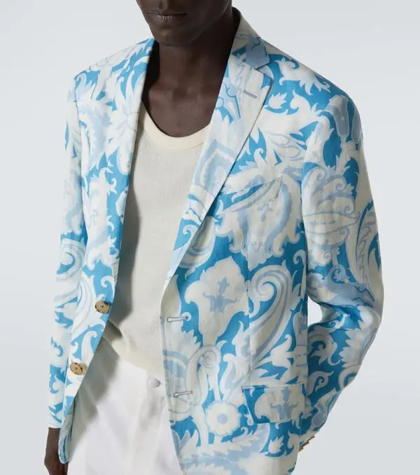 Etro Printed Single-breasted Cotton Blazer