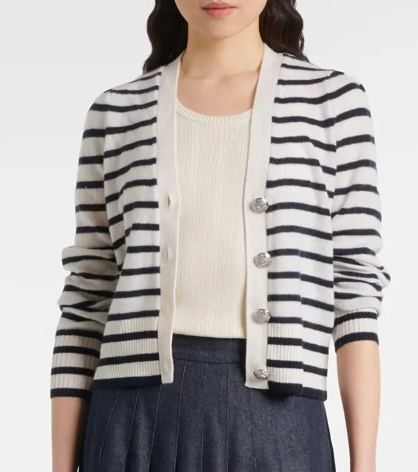 Veronica Beard Solene Striped Cashmere Cardigan
