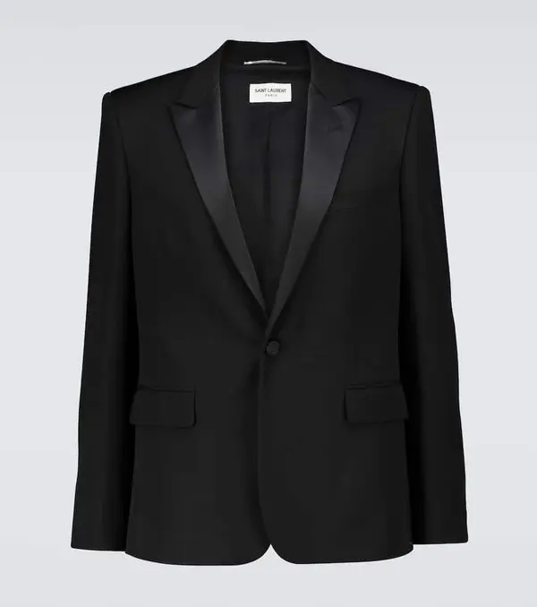 Saint Laurent Wool Tuxedo Jacket - Black