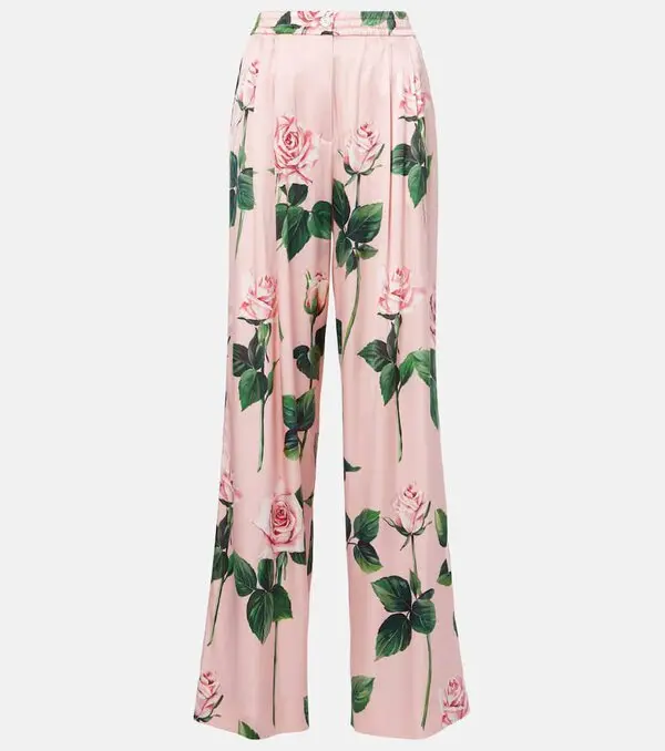 Dolce & Gabbana Floral Silk-blend Satin Palazzo Pants