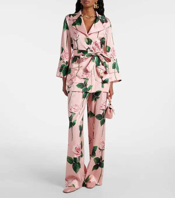Dolce & Gabbana Floral Silk-blend Satin Palazzo Pants