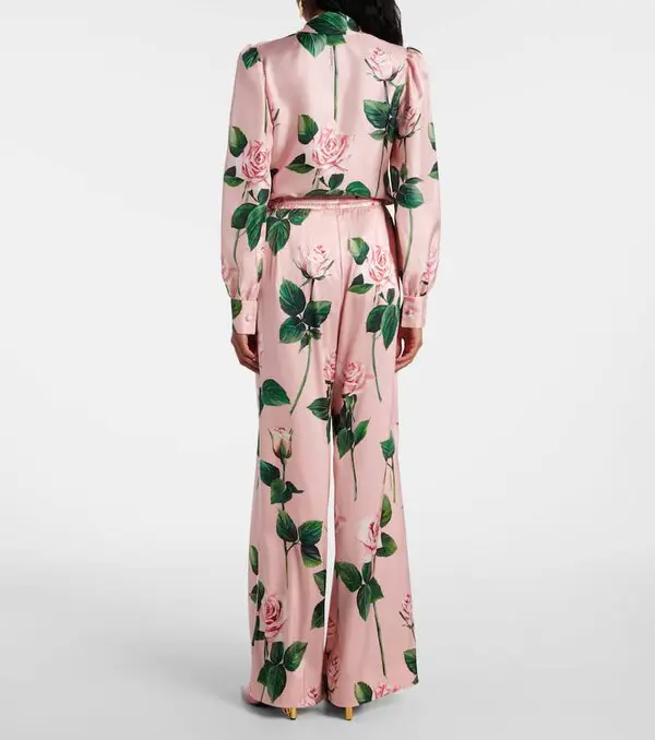 Dolce & Gabbana Floral Silk-blend Satin Palazzo Pants