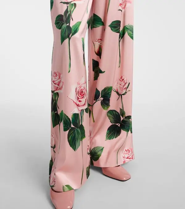Dolce & Gabbana Floral Silk-blend Satin Palazzo Pants