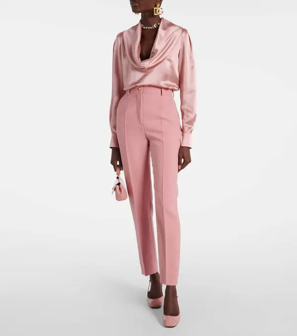 Dolce & Gabbana Draped Silk Satin Blouse