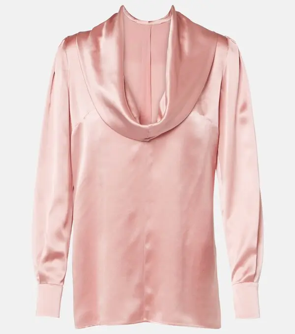Dolce & Gabbana Draped Silk Satin Blouse - Pink