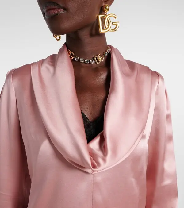 Dolce & Gabbana Draped Silk Satin Blouse