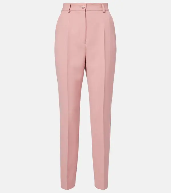 Dolce & Gabbana Virgin Wool Slim Pants - Pink