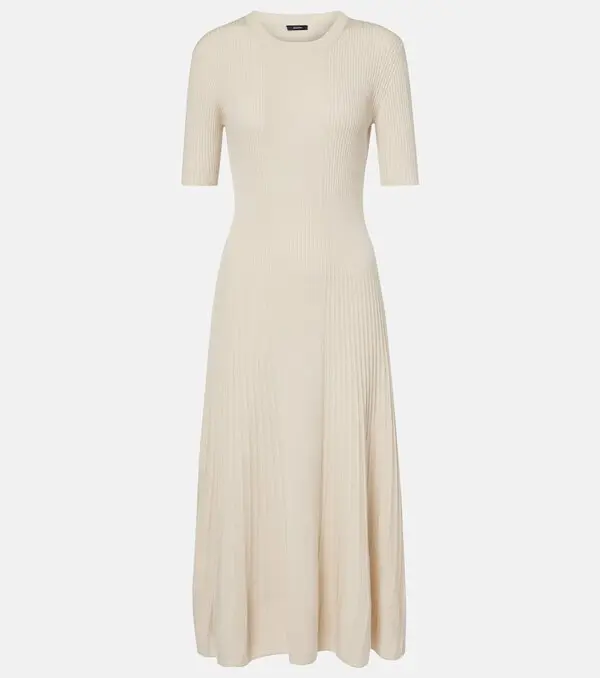 JOSEPH Ribbed-knit Wool Midi Dress