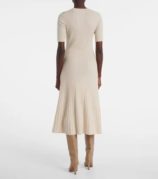 JOSEPH Ribbed-knit Wool Midi Dress