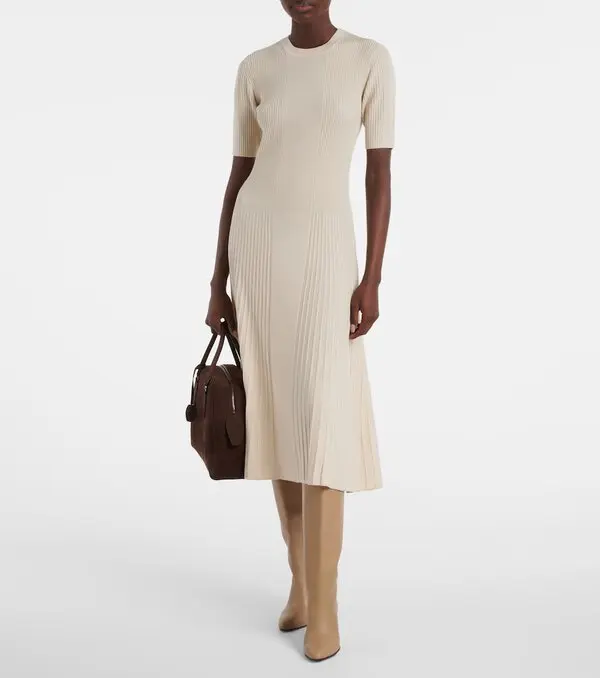 JOSEPH Ribbed-knit Wool Midi Dress