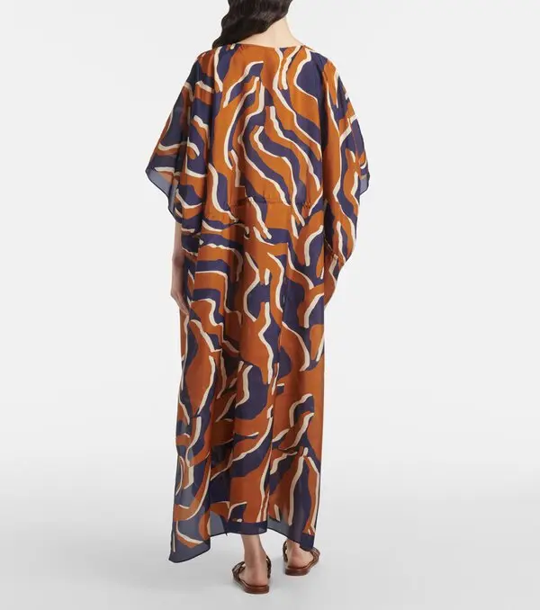 ERES Archipel Printed Gathered Silk Kaftan - Orange