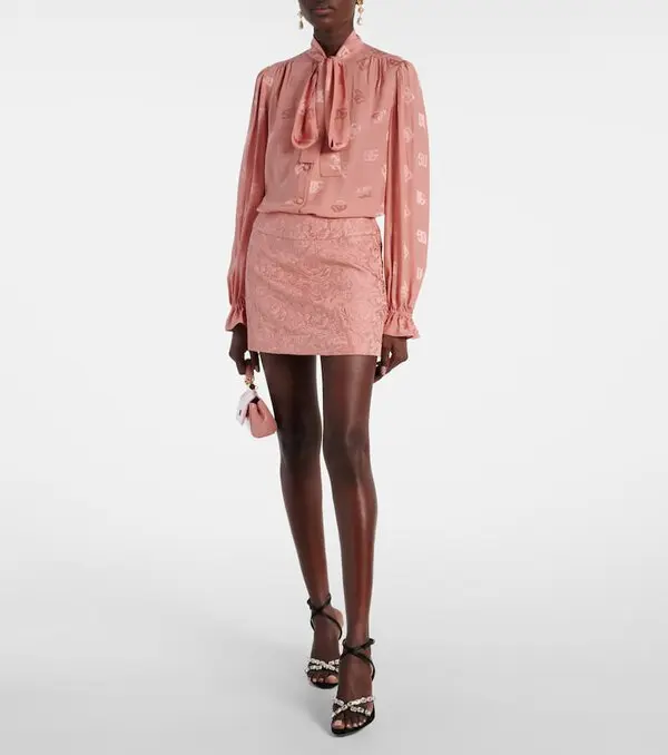 Dolce & Gabbana Floral Jacquard Miniskirt - Pink