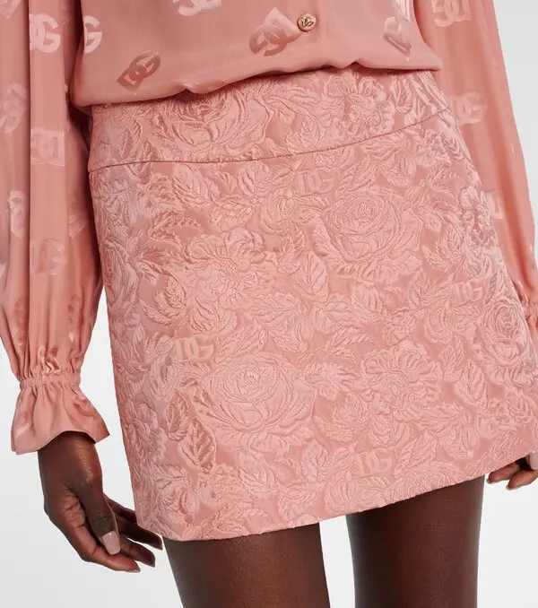 Dolce & Gabbana Floral Jacquard Miniskirt - Pink
