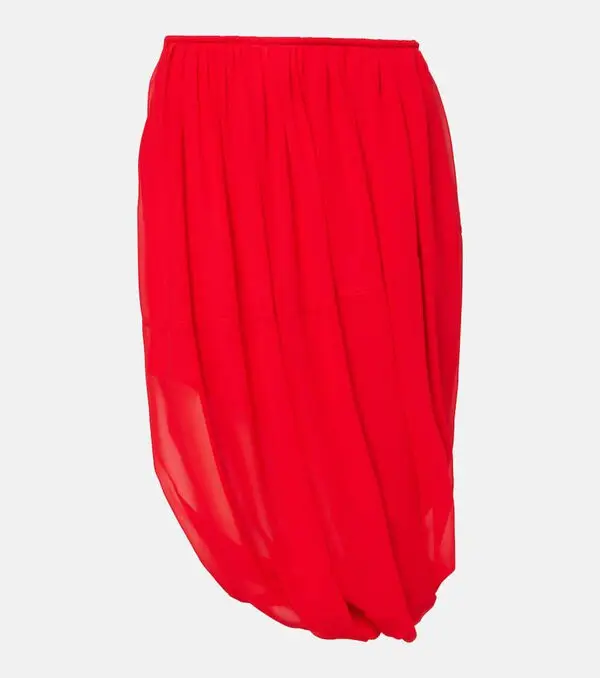 JACQUES WEI Chiffon Midi Skirt - Red