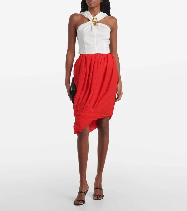 JACQUES WEI Chiffon Midi Skirt - Red
