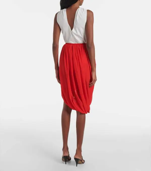 JACQUES WEI Chiffon Midi Skirt - Red
