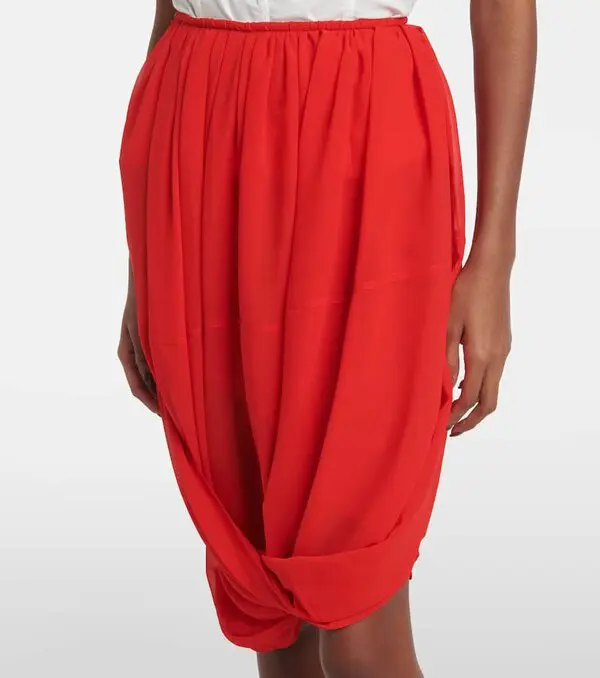 JACQUES WEI Chiffon Midi Skirt - Red