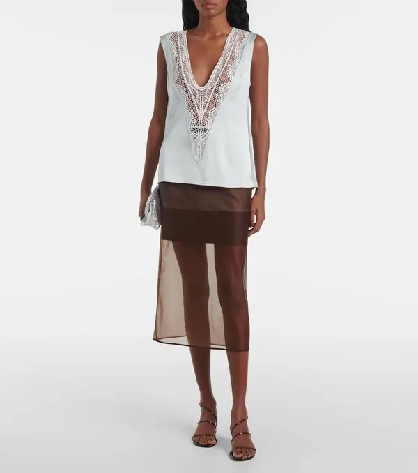 JACQUES WEI Chiffon Midi Skirt