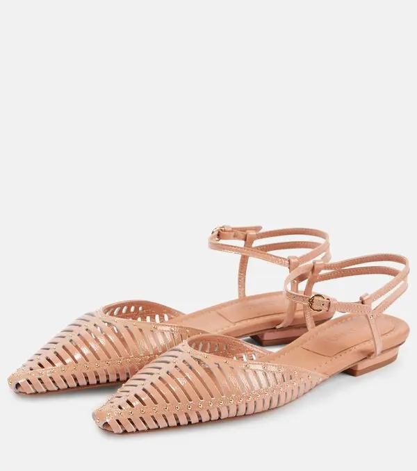 Ulla Johnson Violette Leather Flats - Beige