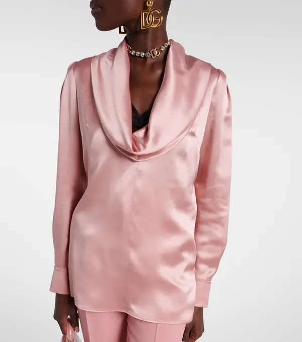 Dolce & Gabbana Draped Silk Satin Blouse