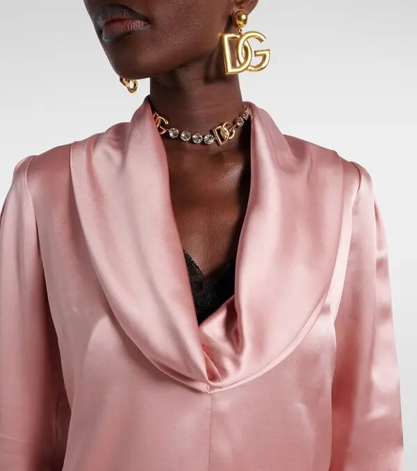 Dolce & Gabbana Draped Silk Satin Blouse