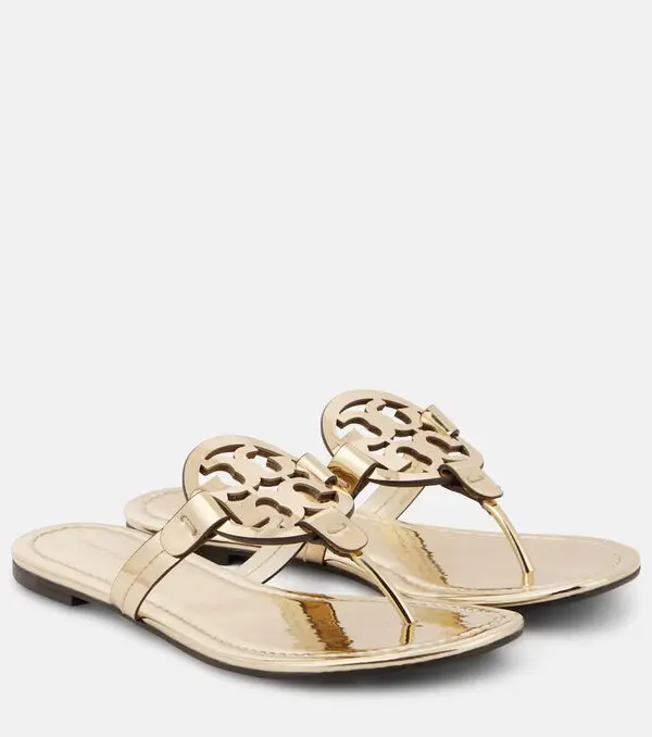 Tory Burch Miller Metallic Leather Thong Sandals - Gold
