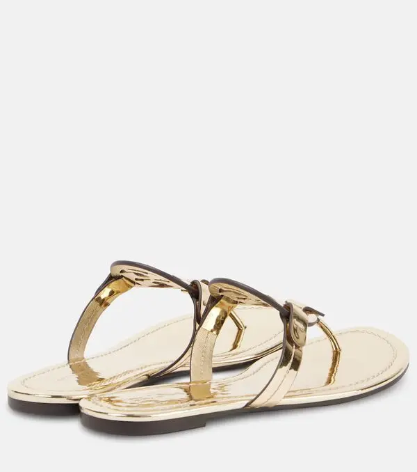 Tory Burch Miller Metallic Leather Thong Sandals