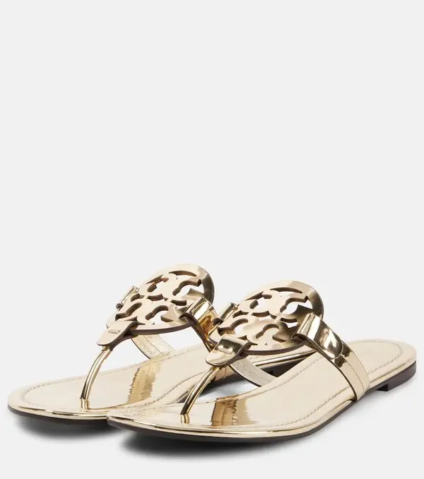 Tory Burch Miller Metallic Leather Thong Sandals