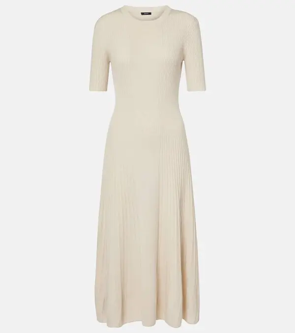 JOSEPH Ribbed-knit Wool Midi Dress