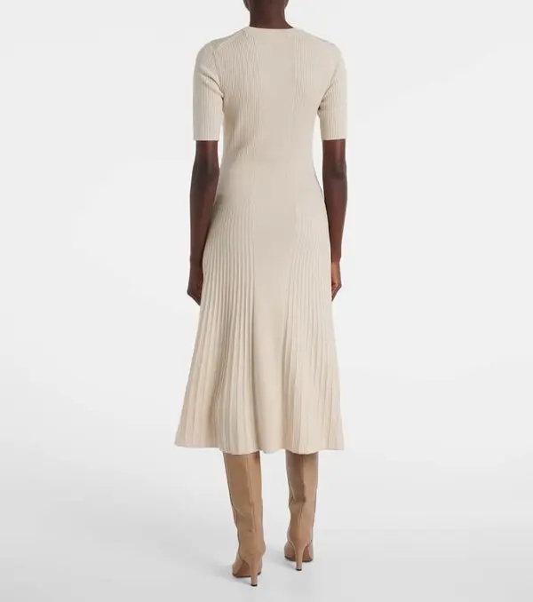 JOSEPH Ribbed-knit Wool Midi Dress